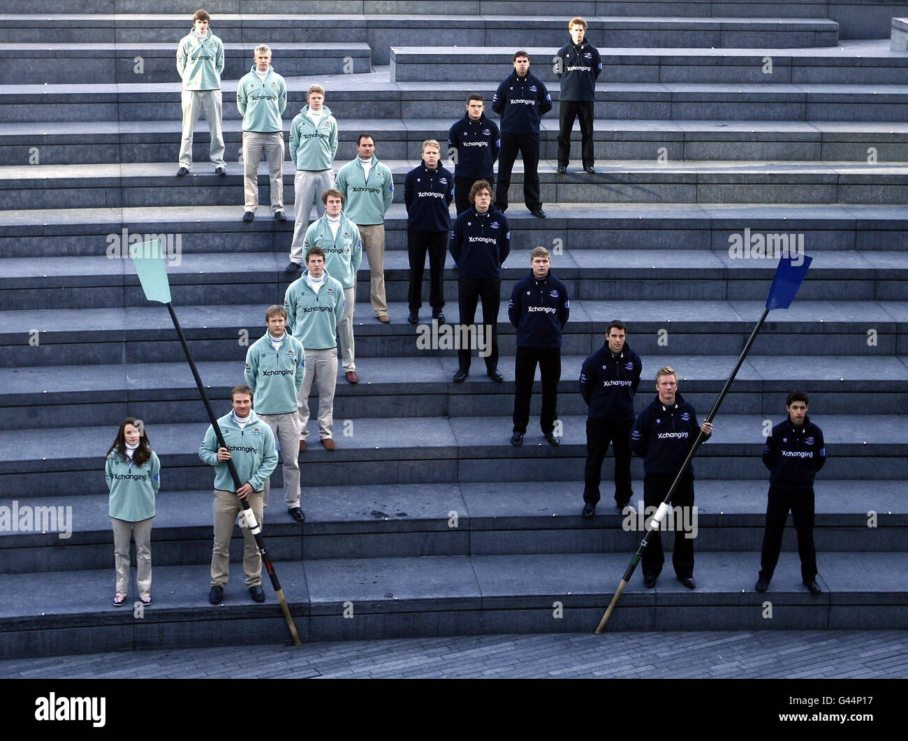 The Cambridge Crew (left team, bottom to top) Cox Liz Box, David Nelson ...