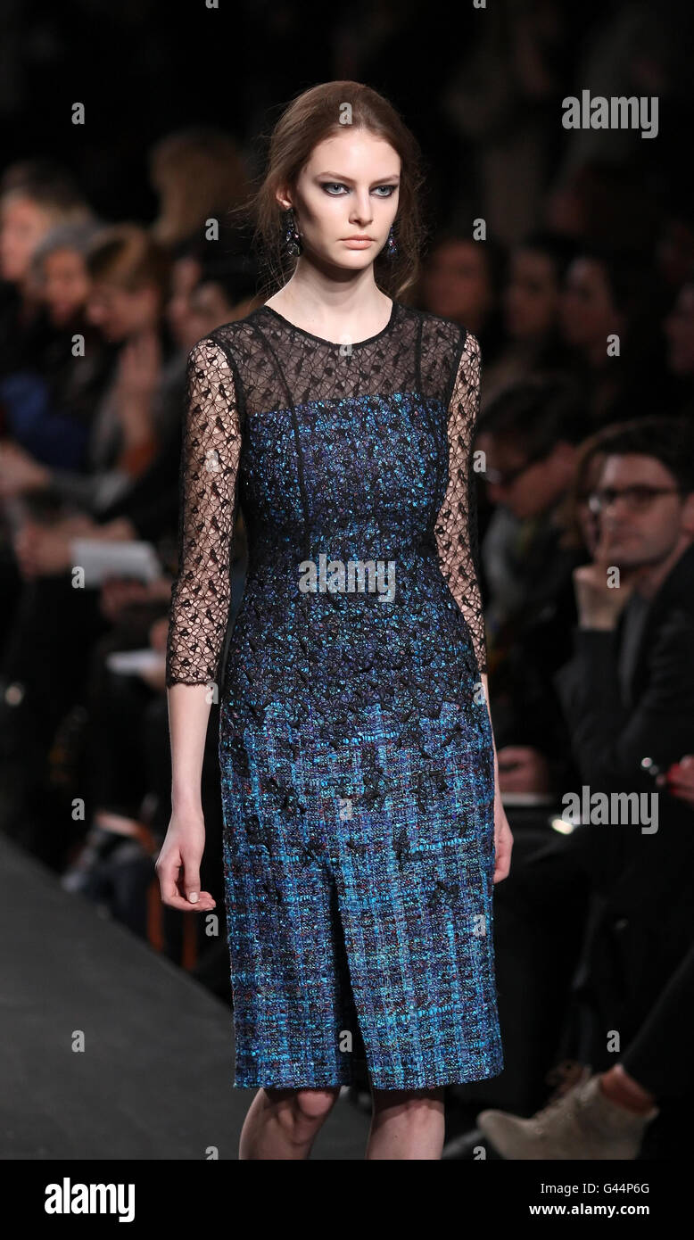 A model on the catwalk at the Erdem catwalk show, at the University of ...