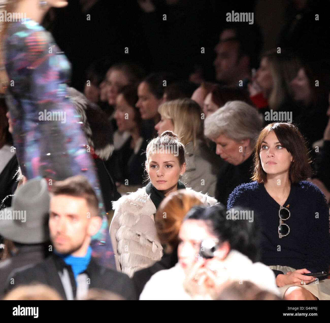 Olivia Palermo (centre) and Alexa Chung (right) front row at the Erdem ...