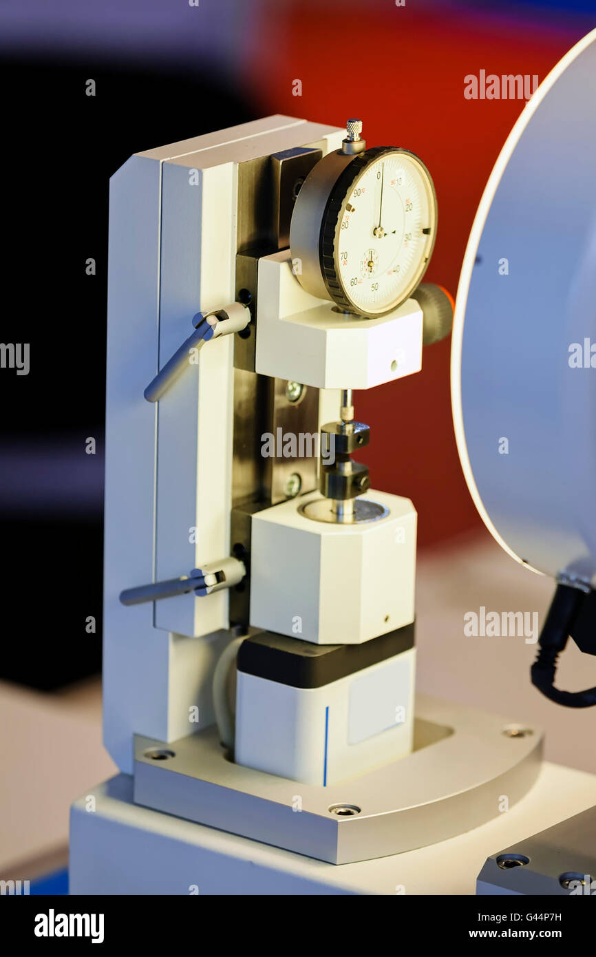 Focus on measuring apparatus device of engine for industry; note ...