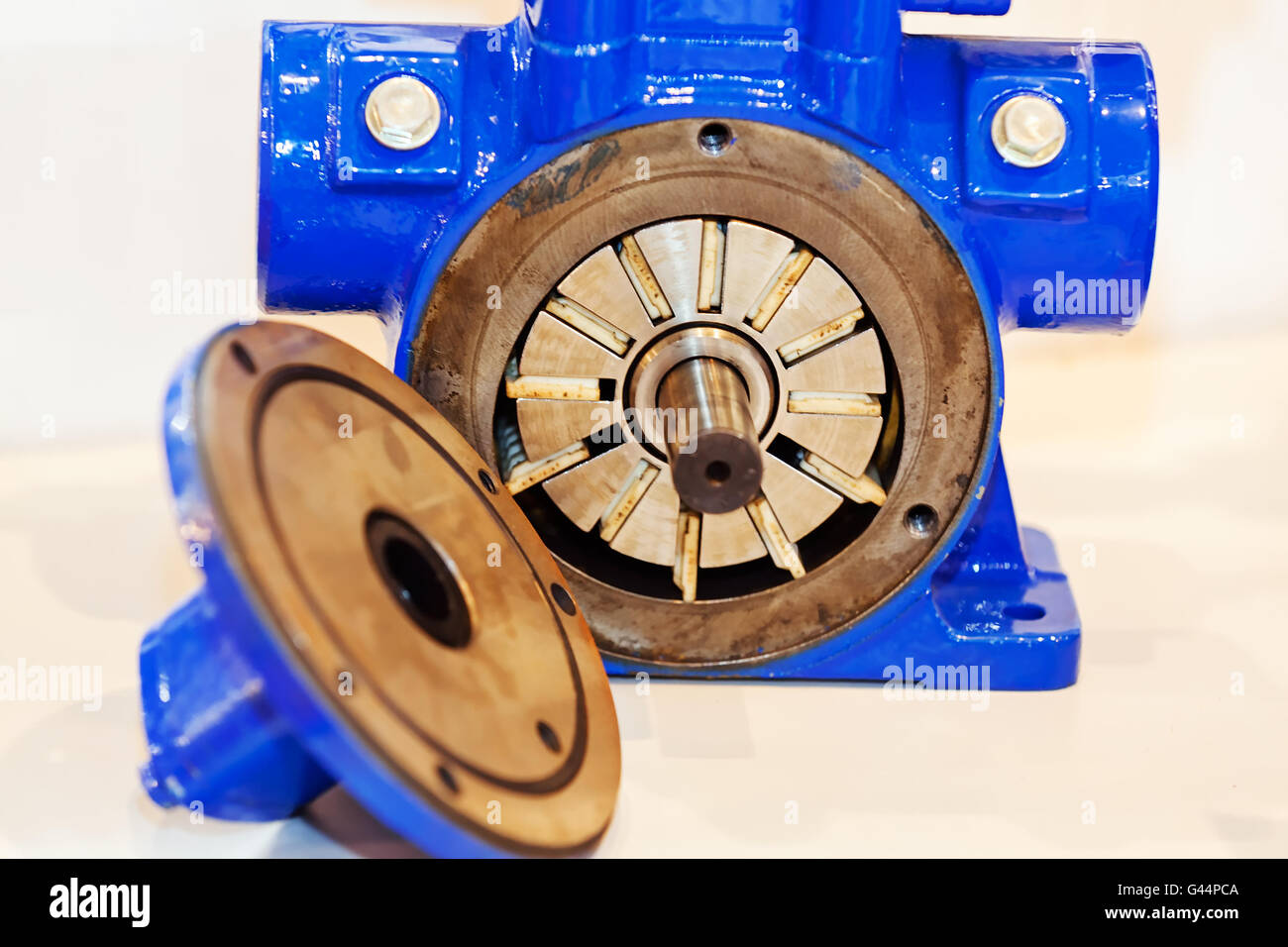 Gearbox on large electric motor at industrial equipment plant Stock ...