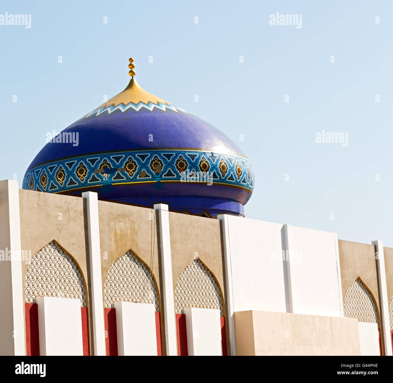 minaret and religion in clear sky in oman muscat the old mosque Stock ...