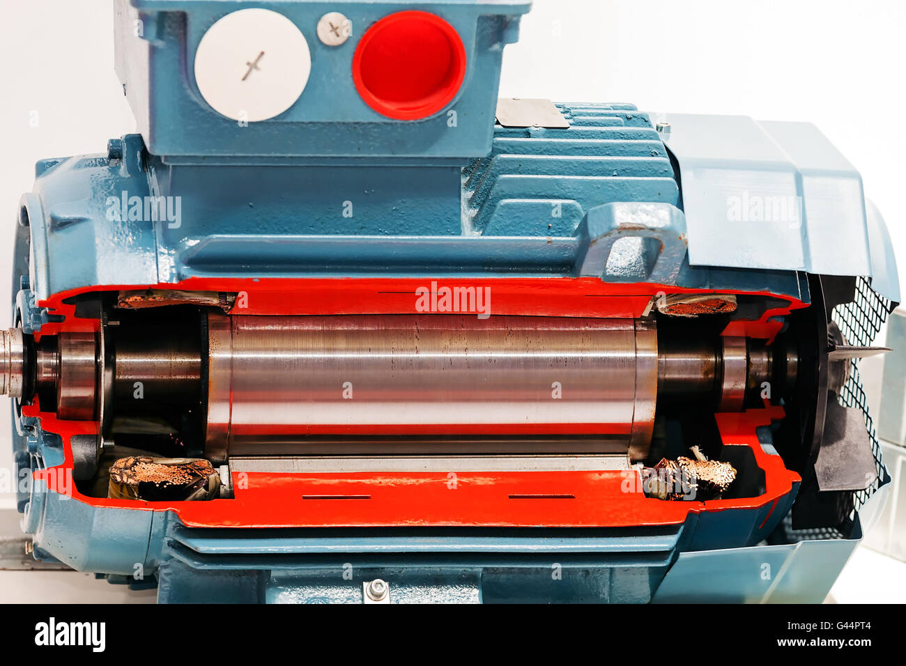 Large and powerful electric motor in modern industrial equipment plant ...