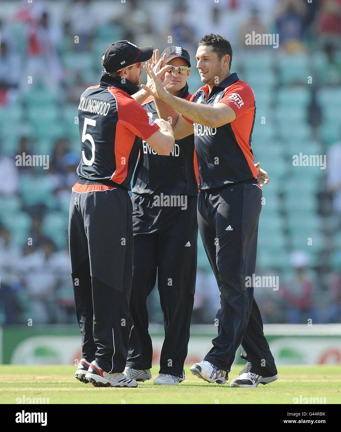 England bowler Tim Bresnan takes his first wicket during the ICC ...