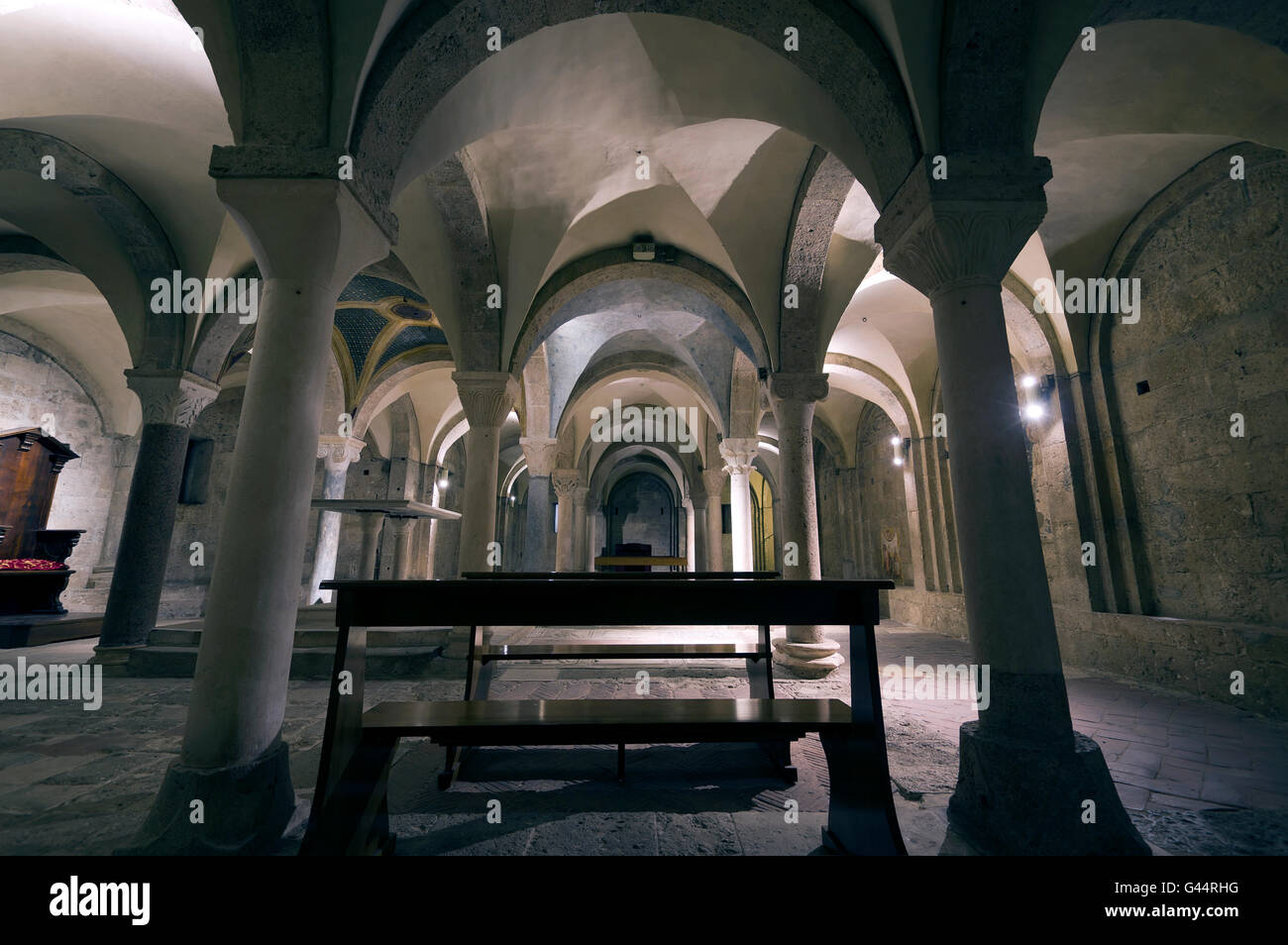 RIETI, ITALY - APRIL 16, 2016:ancient crypt under the altar in the ...