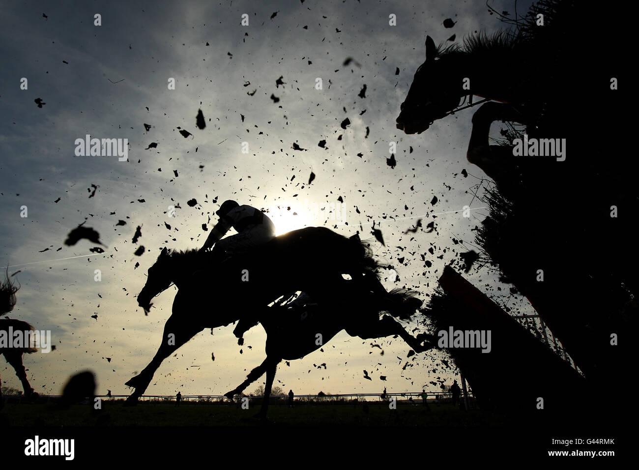 The field clear a jump during the Huntingdon Audi A1 Mares' Novices ...