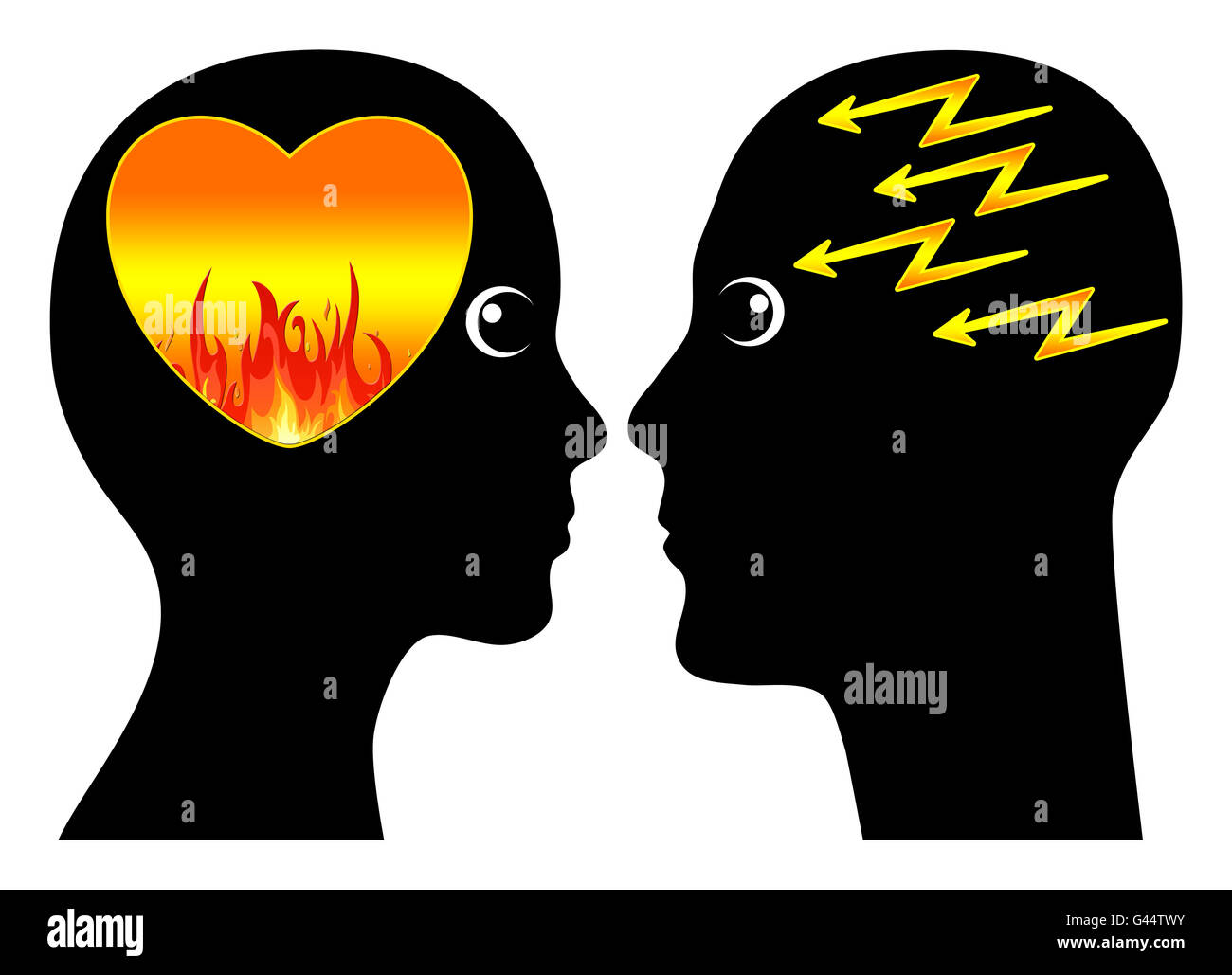 Lightning and Fire, symbol for couple fallen in love Stock Photo - Alamy