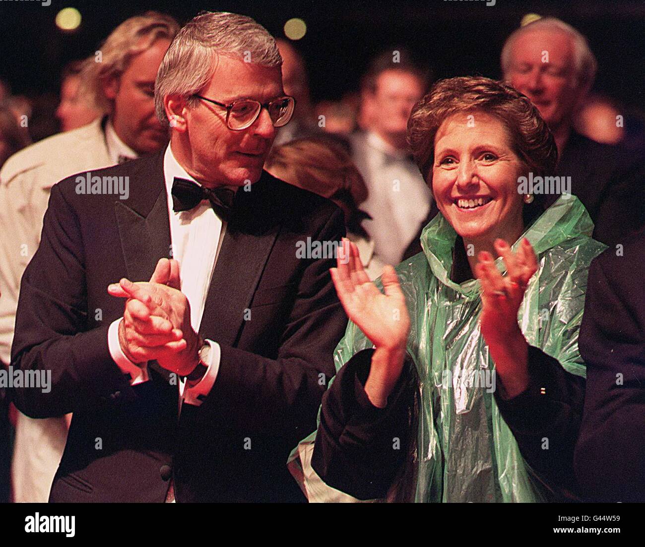 Prime Minister John Major talks to wife Norma Major during tonights ...