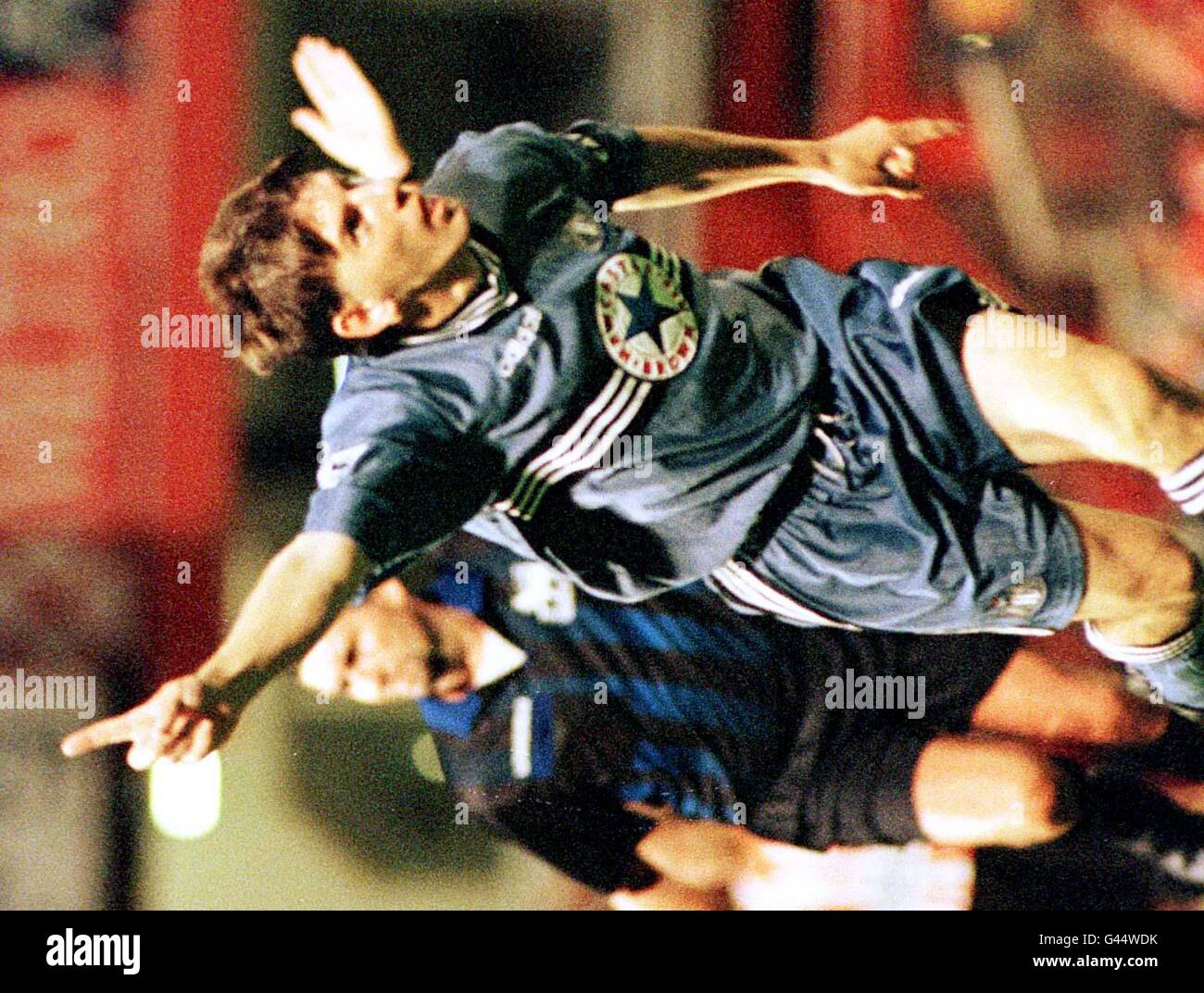 Peter Beardsley celebrates making it 1-1 for Newcastle during their ...