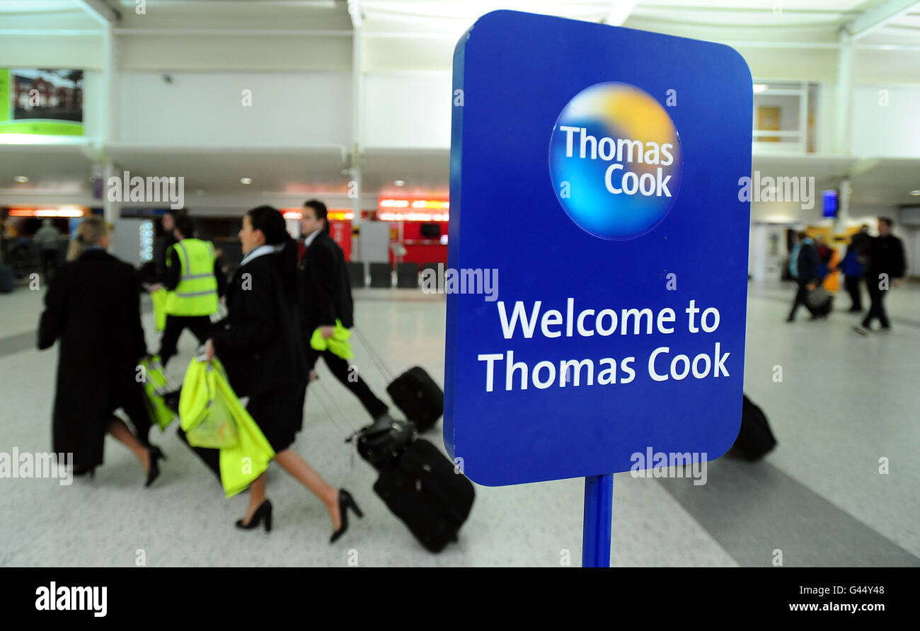 Thomas Cook sign at East Midlands airport Stock Photo - Alamy