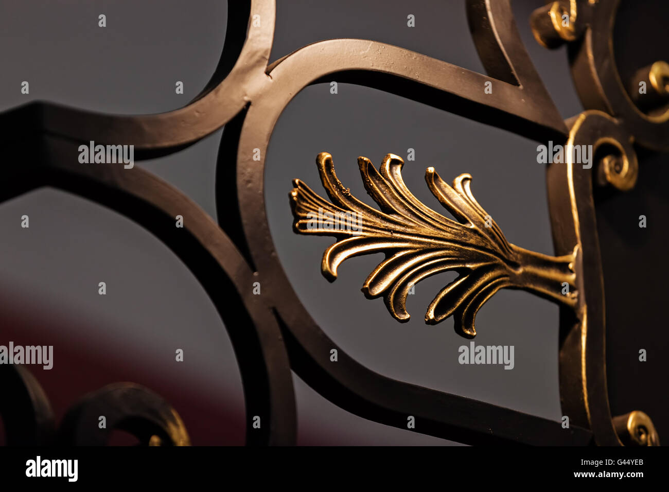 details of structure and ornaments of wrought iron fence and gate Stock ...