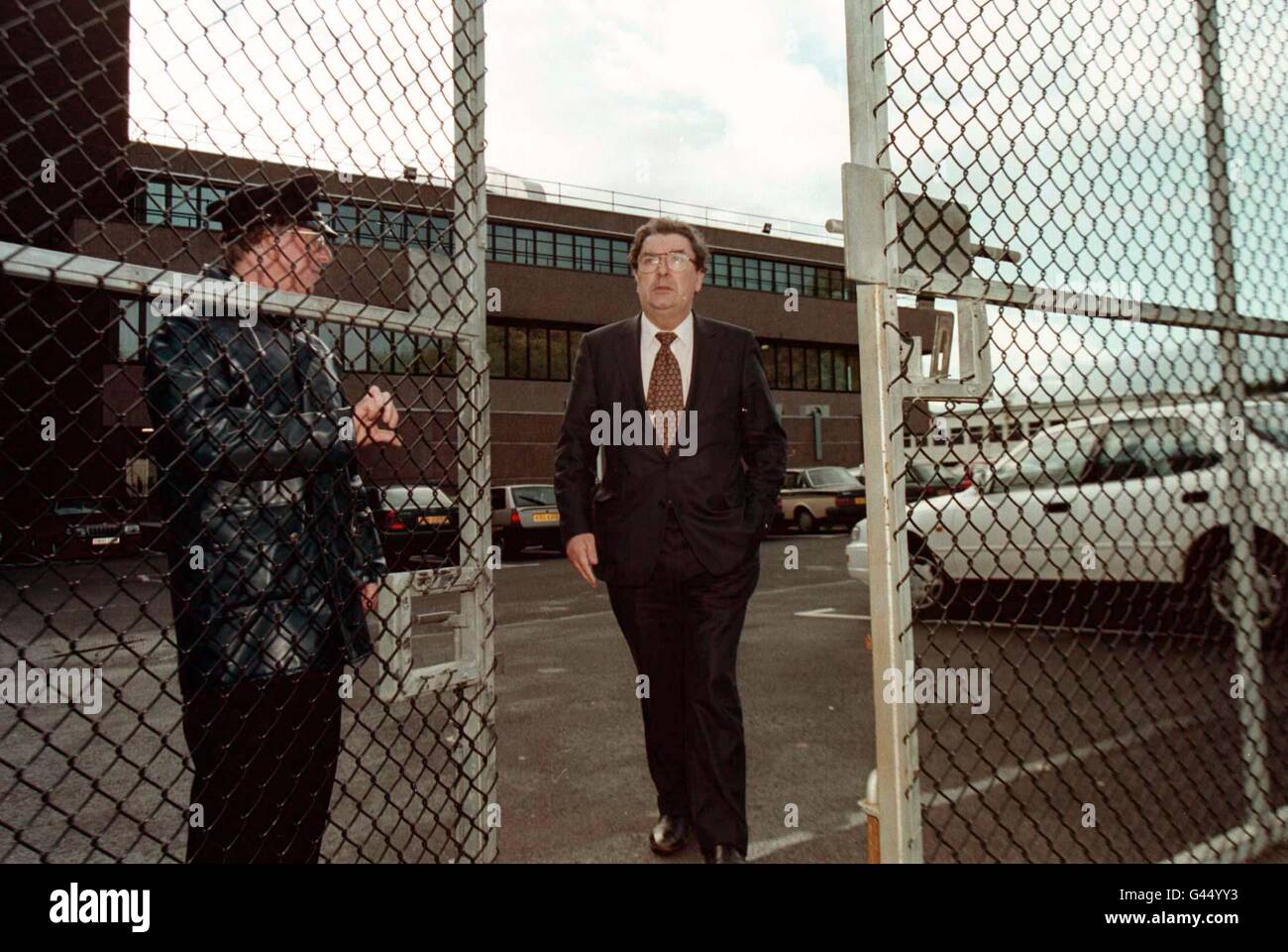 SDLP leader John Hume attending the All Party Talks at Castle Buildings ...