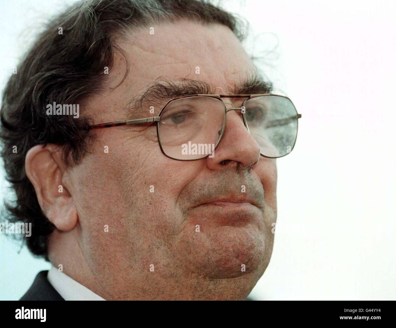 SDLP leader John Hume attending the All Party Talks at Castle Buildings ...