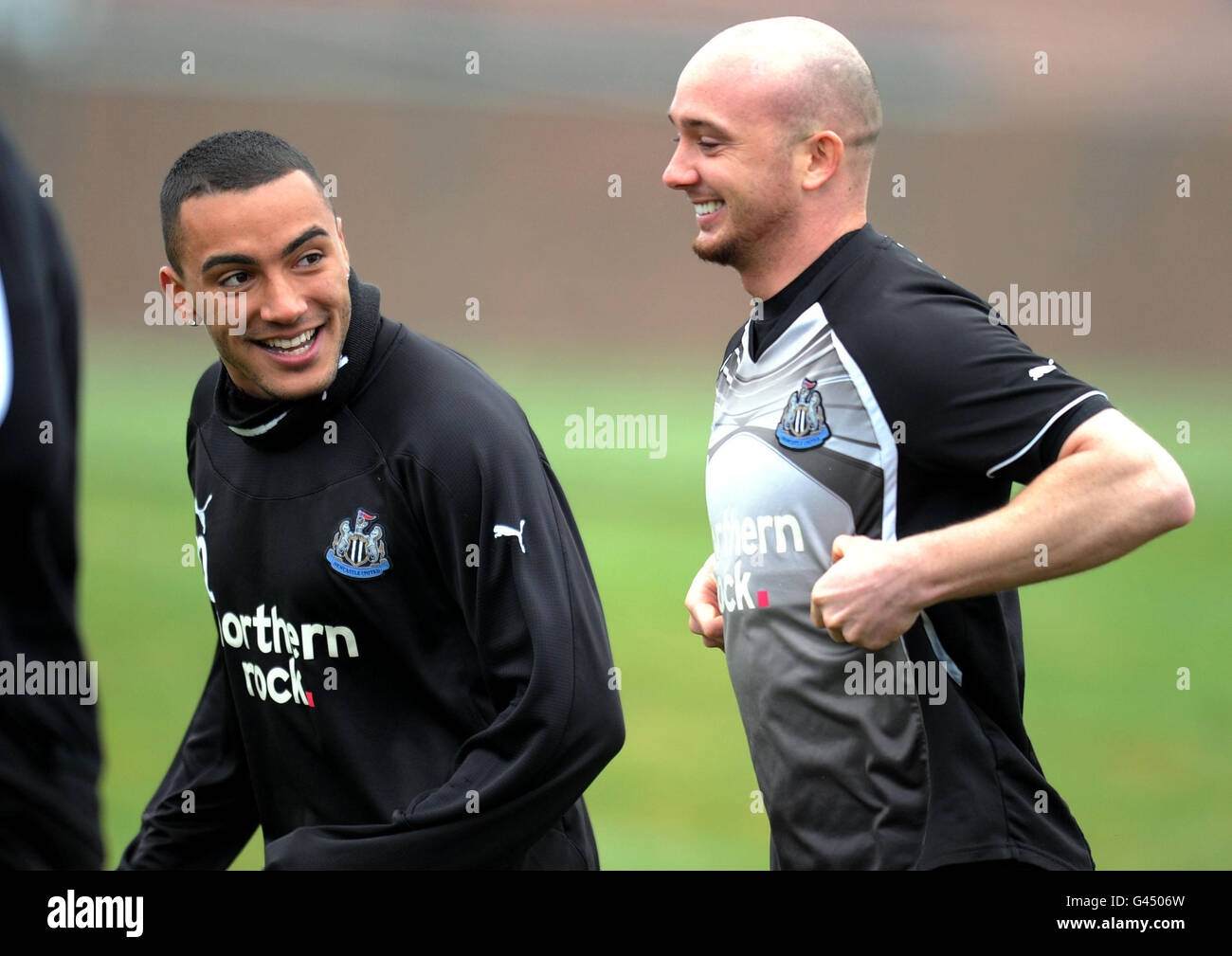 Newcastle's Stephen Ireland (right) and Danny Simpson during a training ...