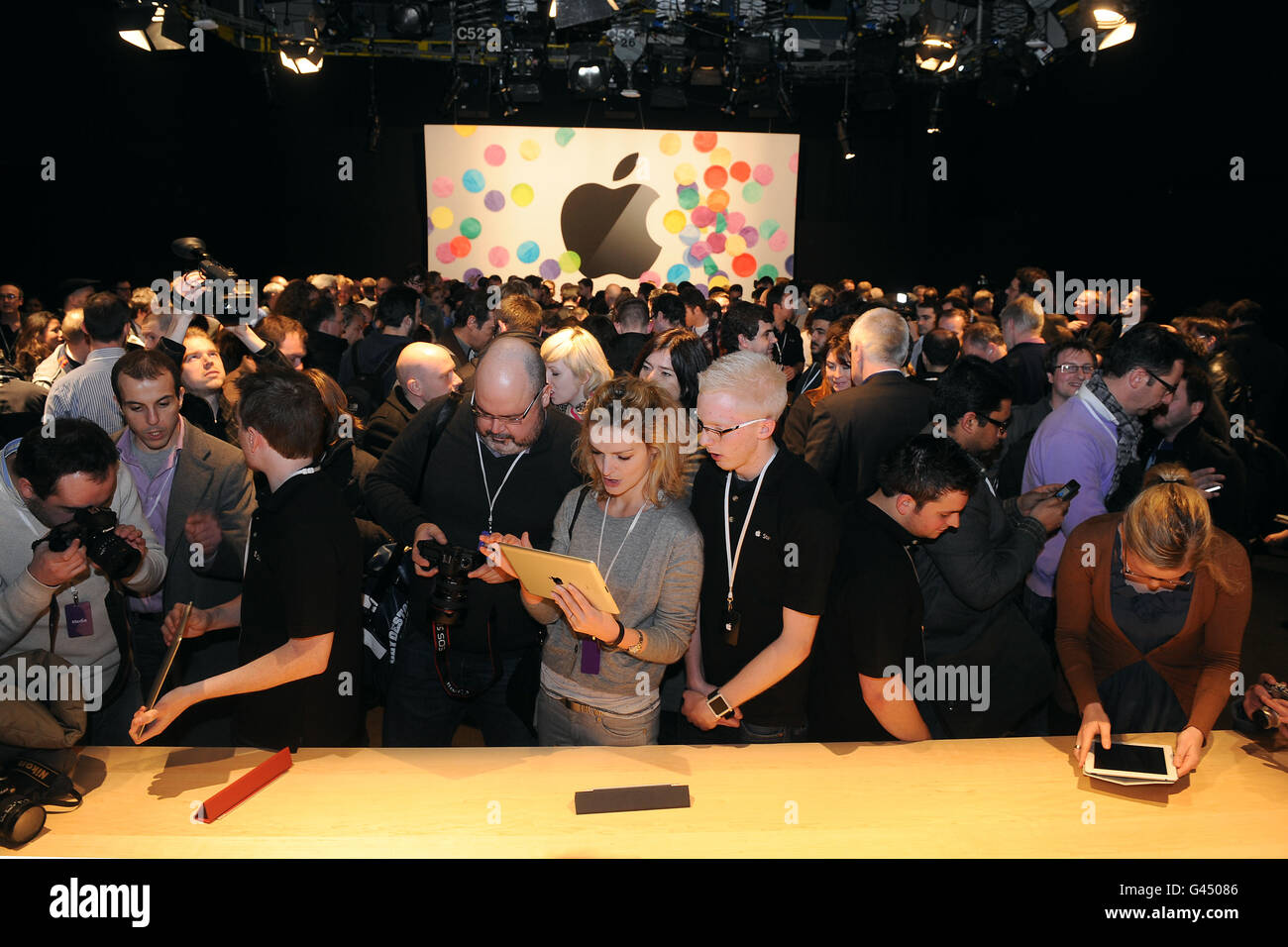 The official launch of the latest Apple product, the iPad2, at the BBC ...