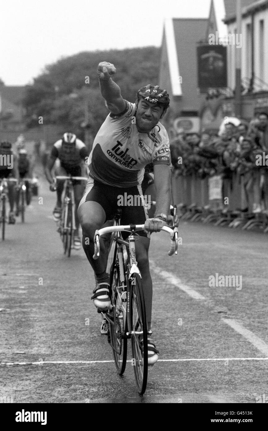 Colin Sturgess punches the air in delight after winning the ...