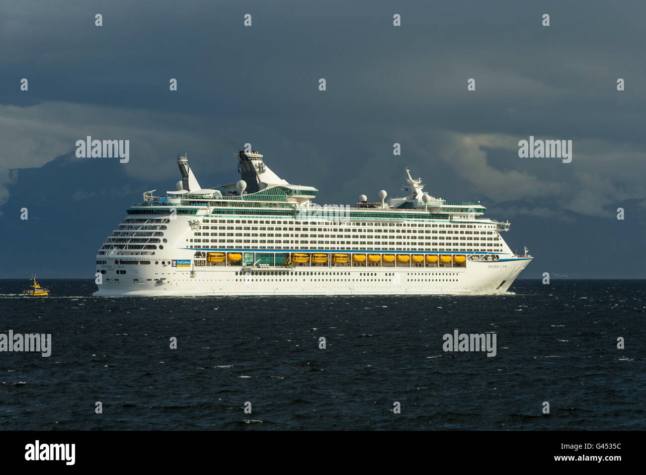 Cruise ship Explorer of the Seas departing Victoria via Salish Sea ...
