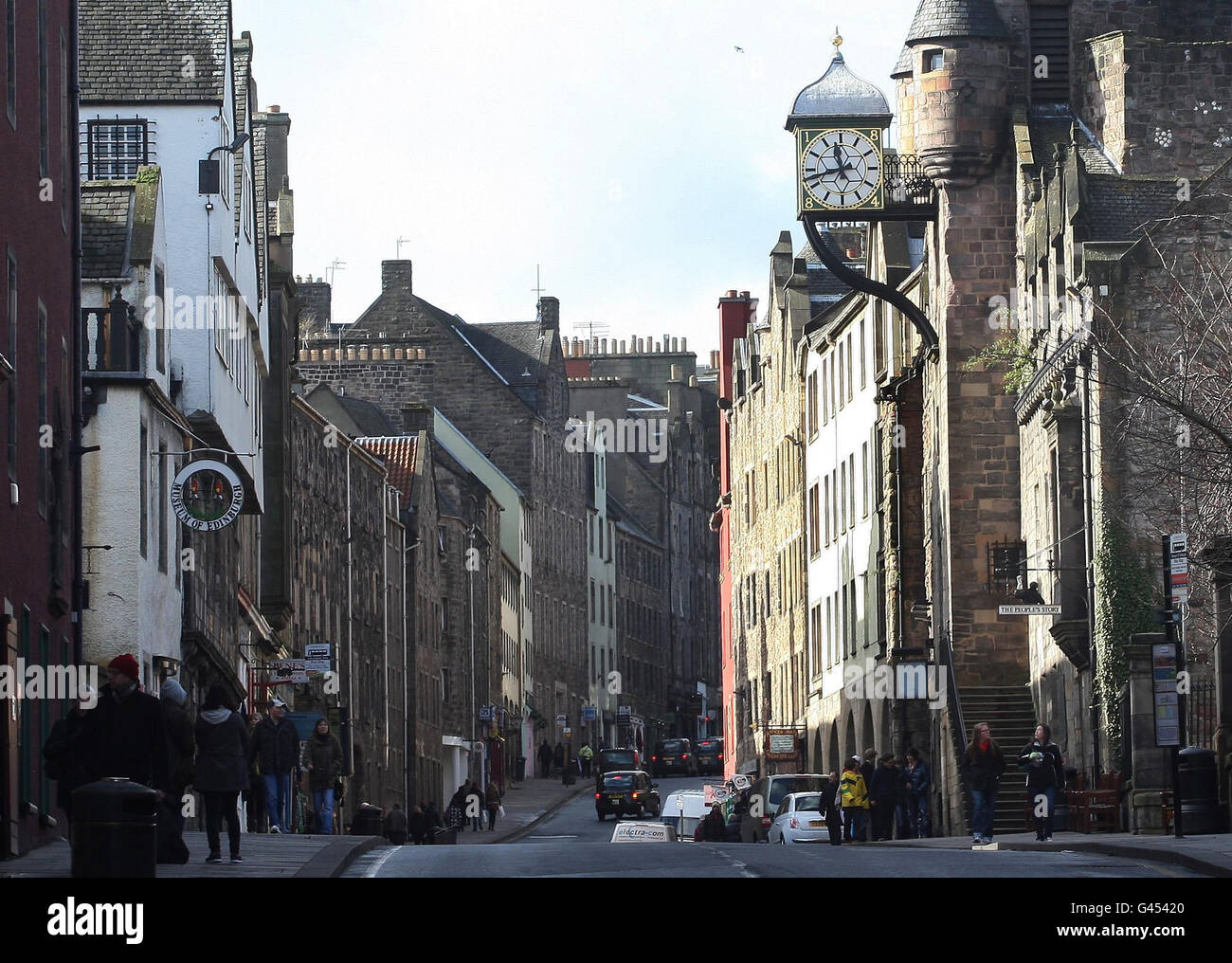 Looking up the Royal Mile from the Canongate Kirk where Zara Phillips ...