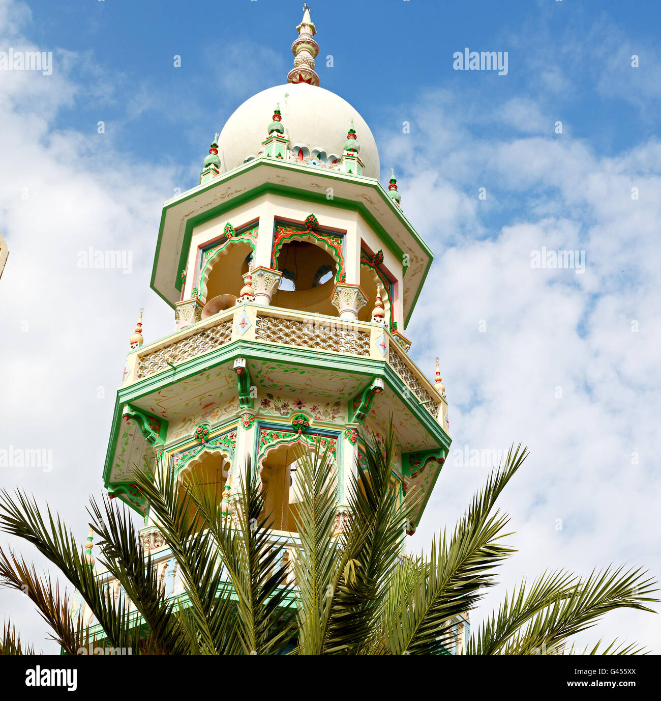 minaret and religion in clear sky in oman muscat the old mosque Stock ...