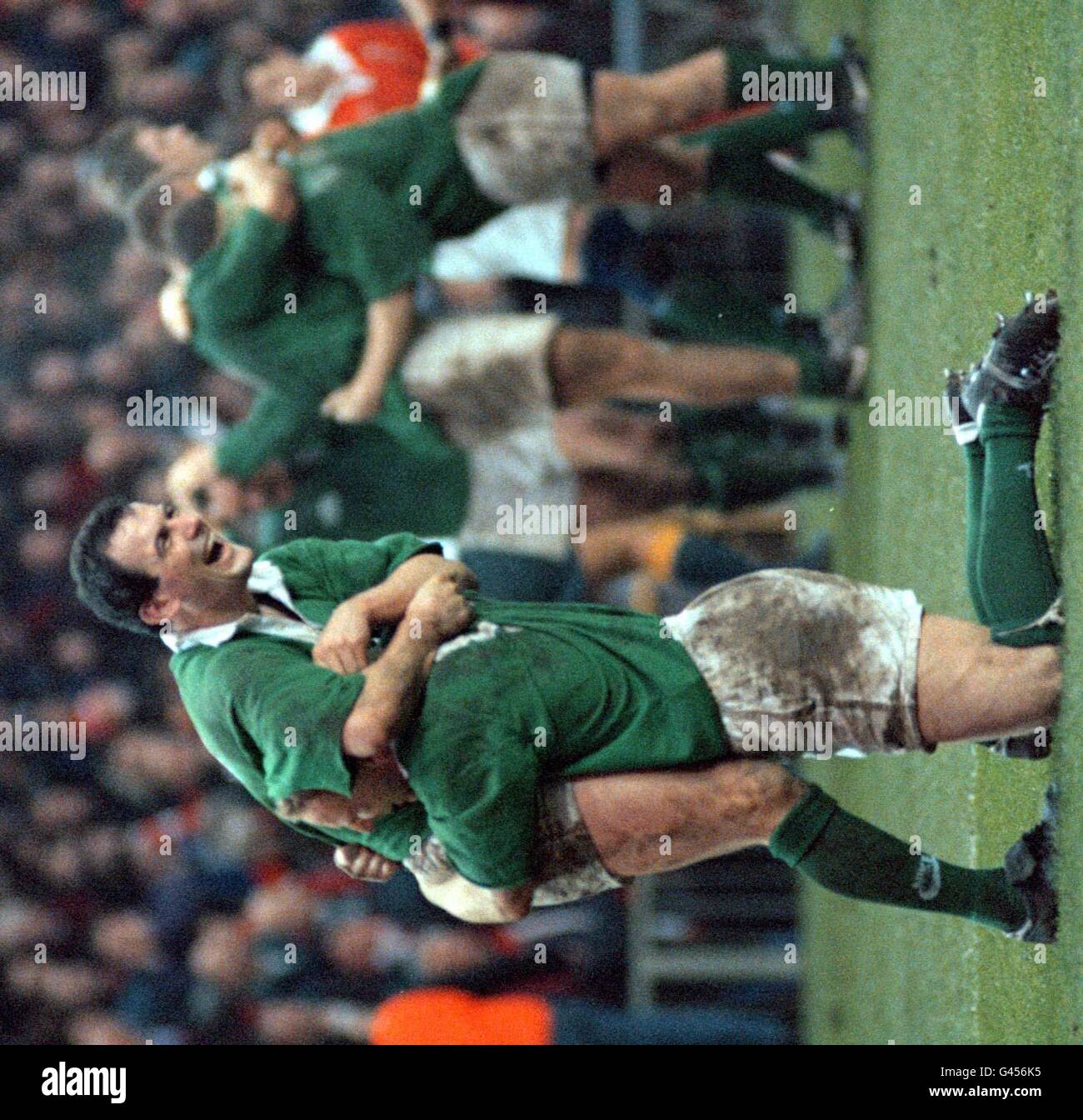 Eric Elwood and Maurice Field celebrate Ireland's close victory over ...
