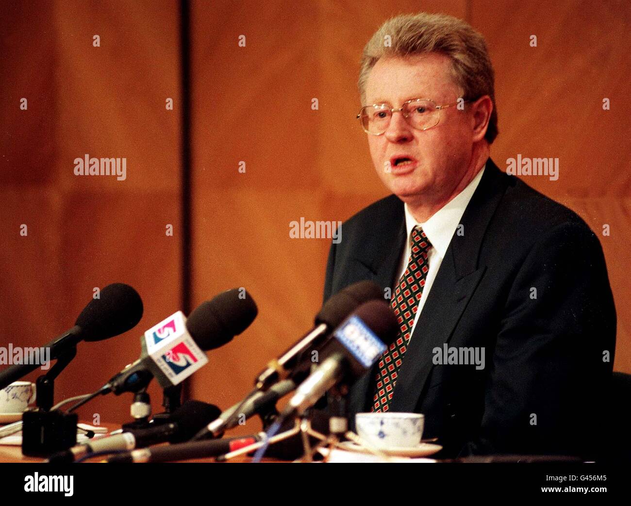 Speaking at todays sat news conference hi-res stock photography and ...