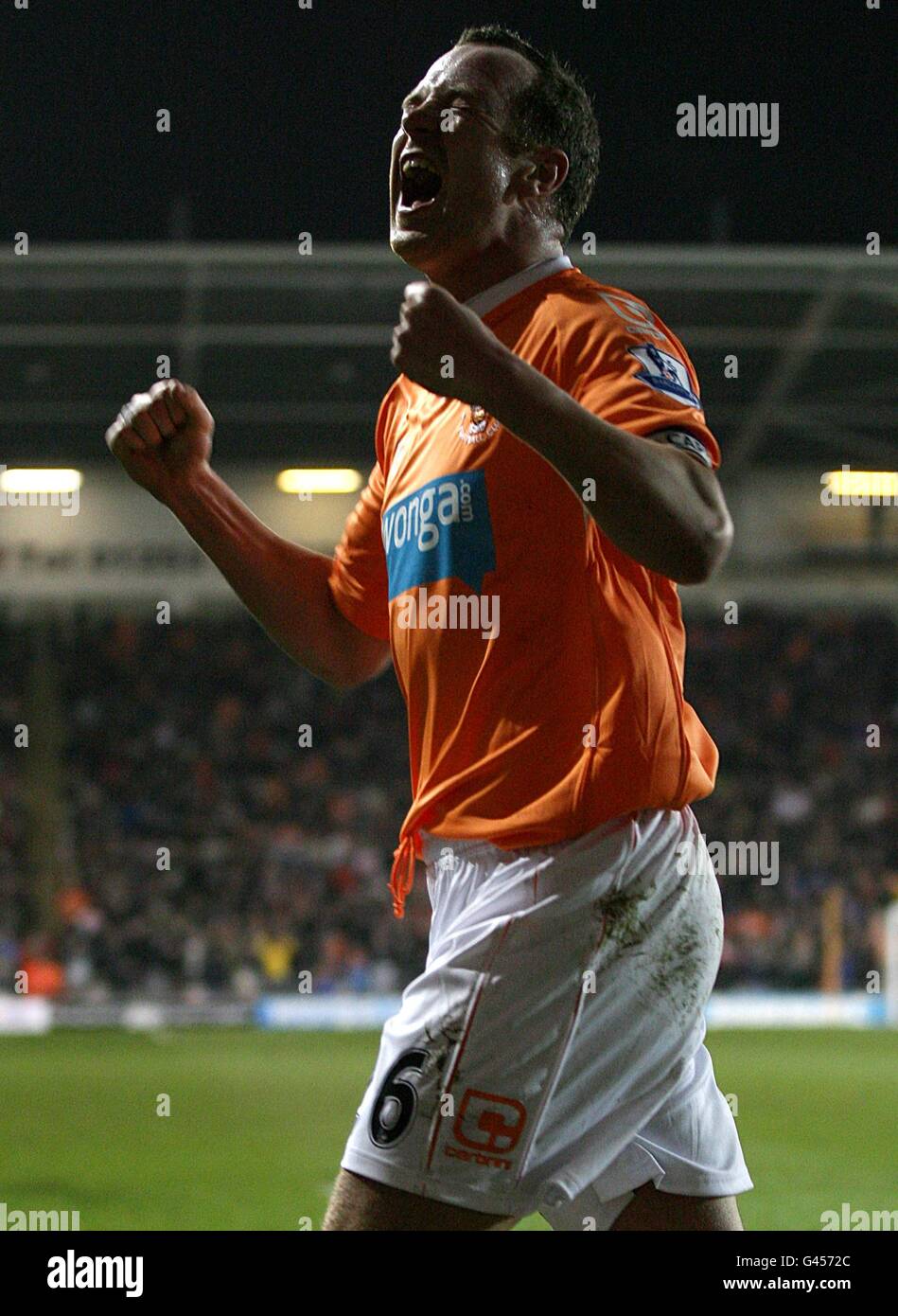 Blackpool's Charlie Adam celebrates scoring his side's first goal of ...