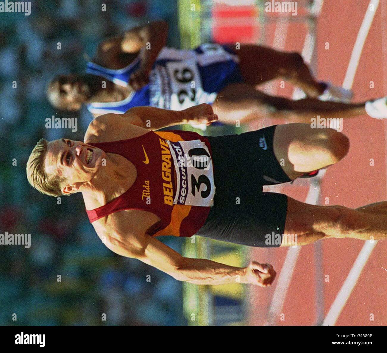 John Ridgeon dips on the line to win the 400 mtrs hurdles and ...