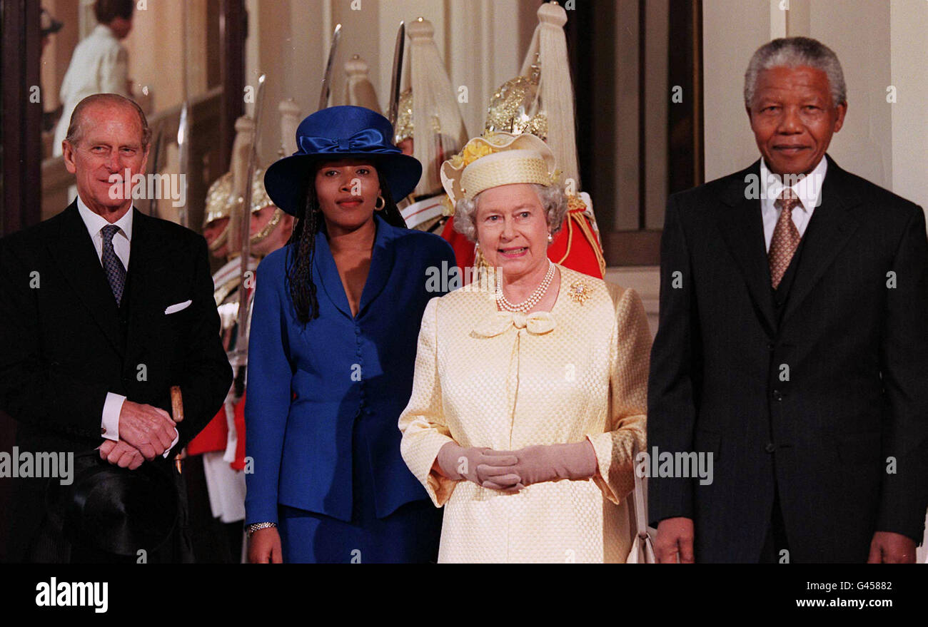 Britain's Queen Elizabeth with President Nelson Mandela (R), his ...