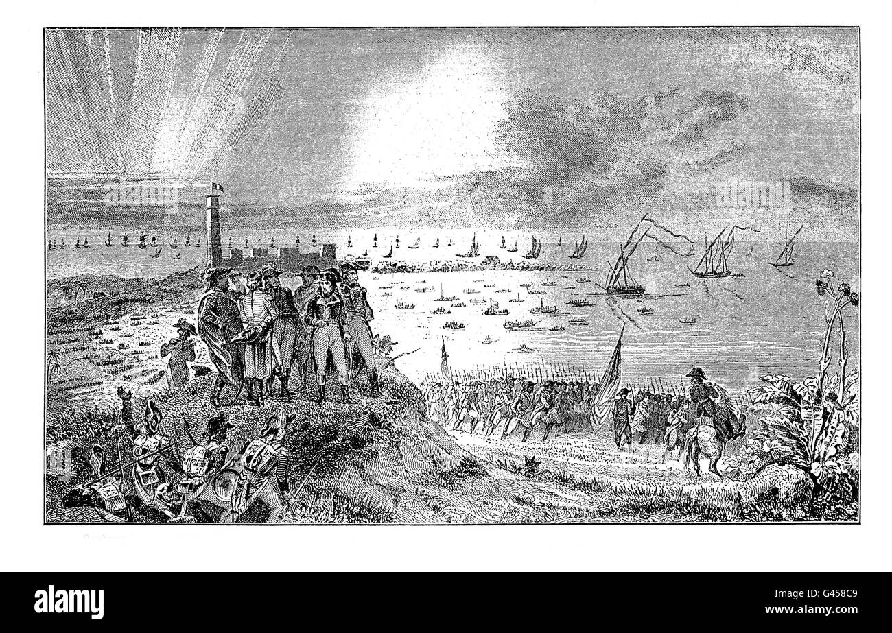 Illustration of Napoleon Bonaparte and his army during the French ...