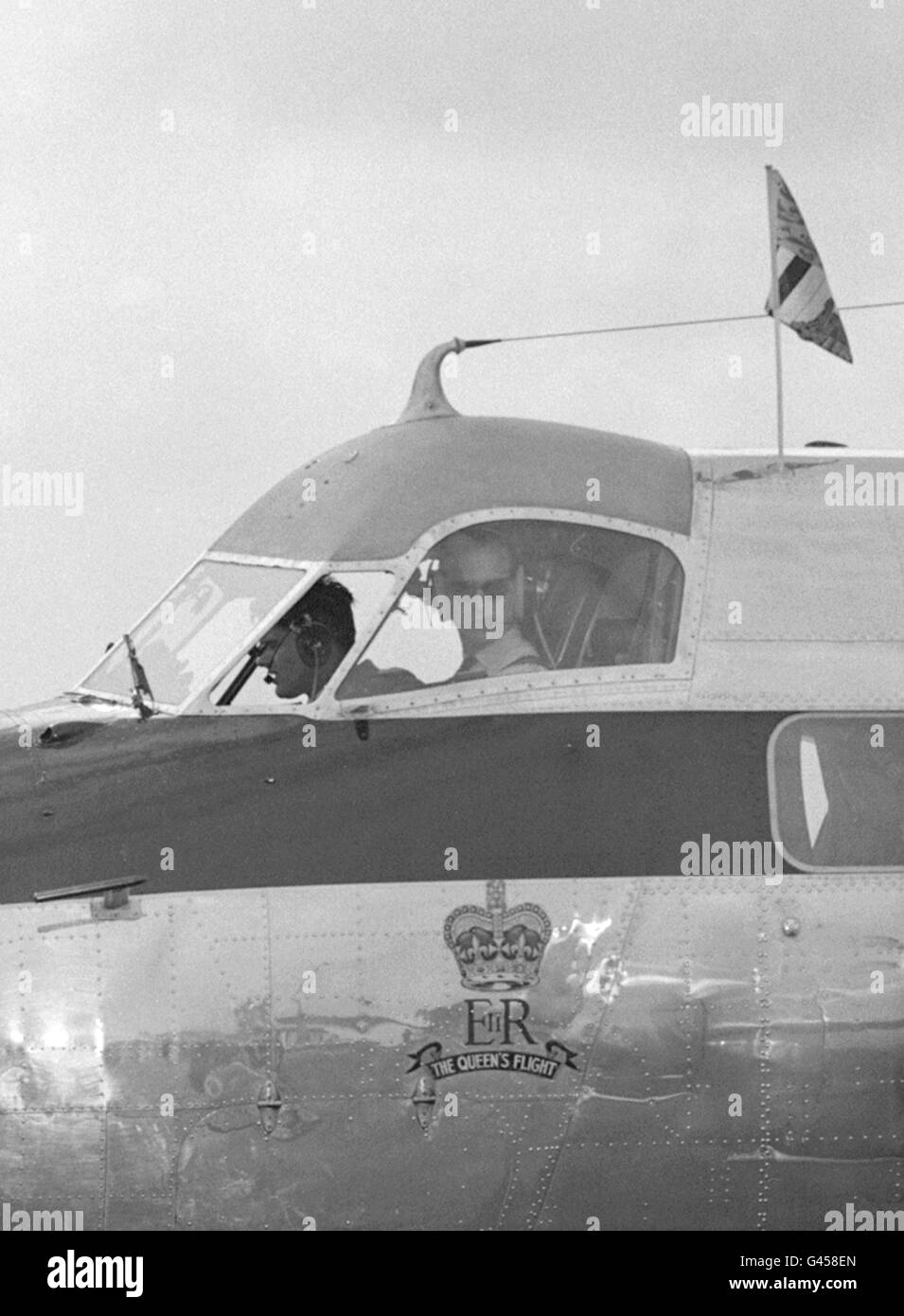 Royalty - Duke of Edinburgh Flying Plane - Heathrow Airport Stock Photo ...
