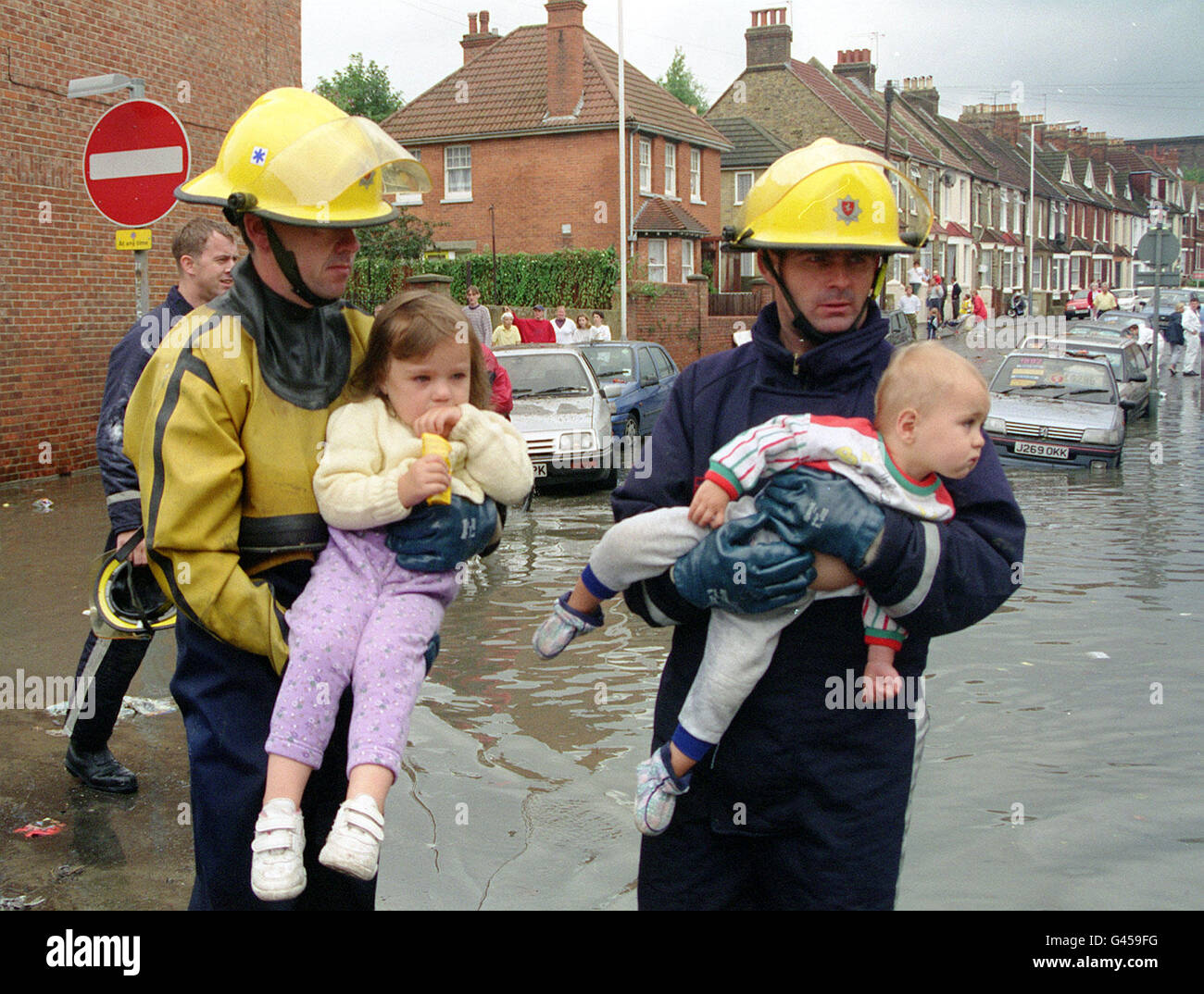 Two firemen rescue several young children in the centre of Folkestone ...