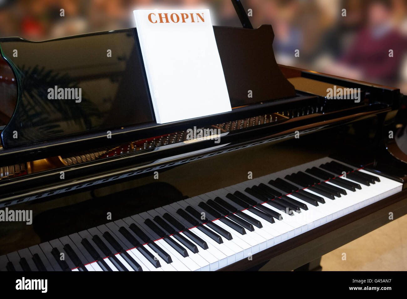 Chopin classical musical score with piano and background. Horizontal ...