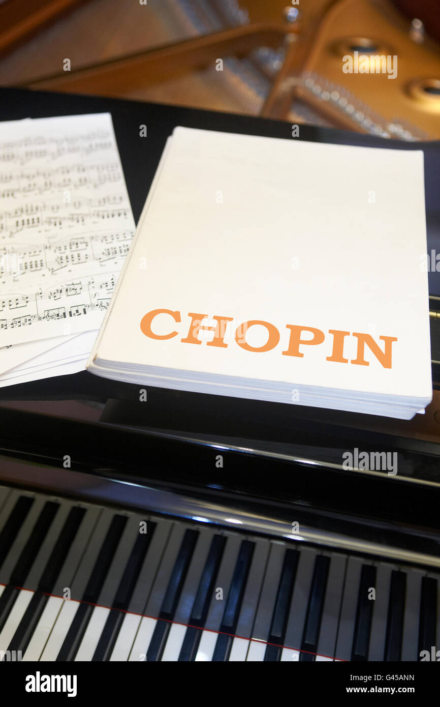 Chopin classical musical score with piano and background. Vertical ...