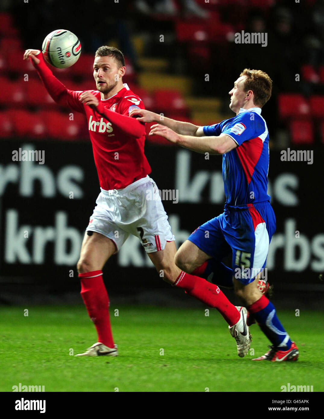 Charlton Athletic's Simon Francis and Carlisle United's Craig Curran ...