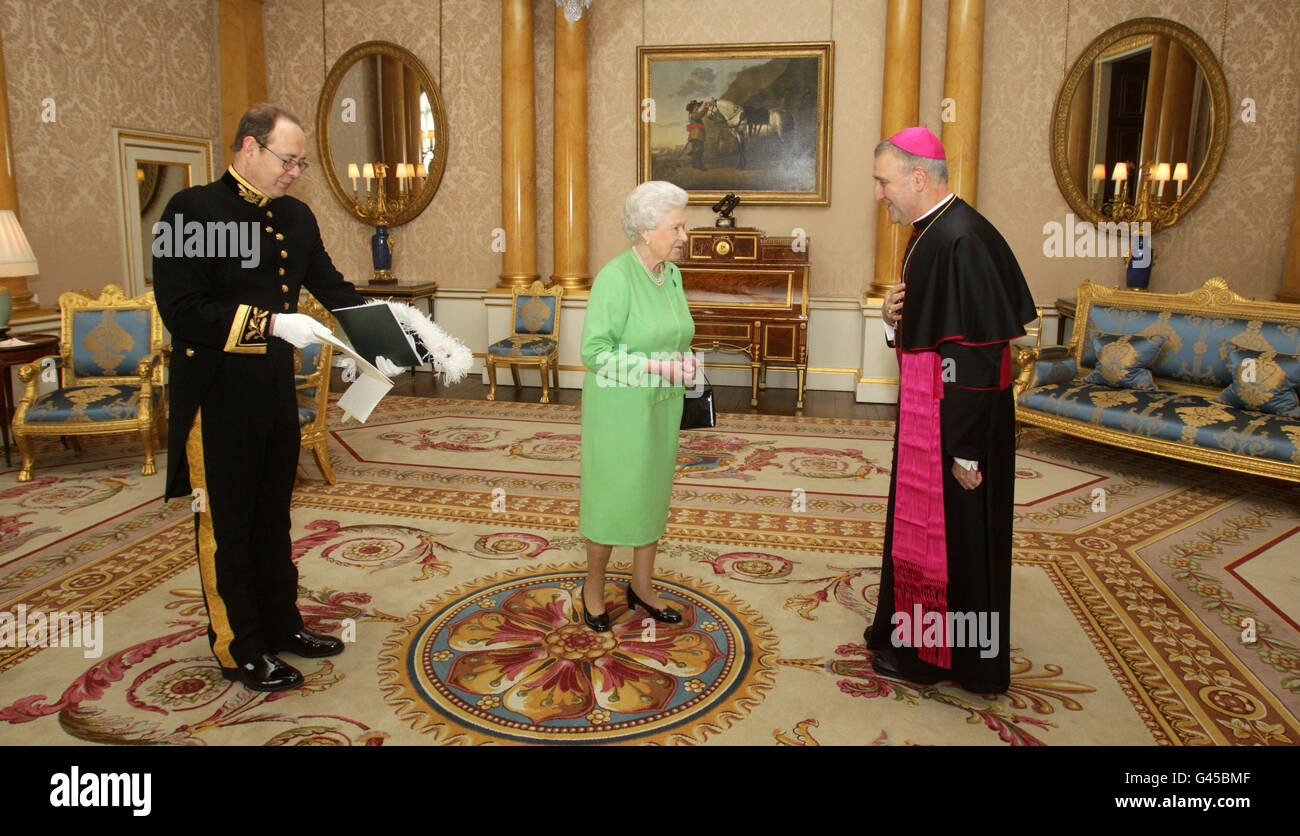Queen elizabeth ii receives his excellency the apostolic nuncio hi-res ...