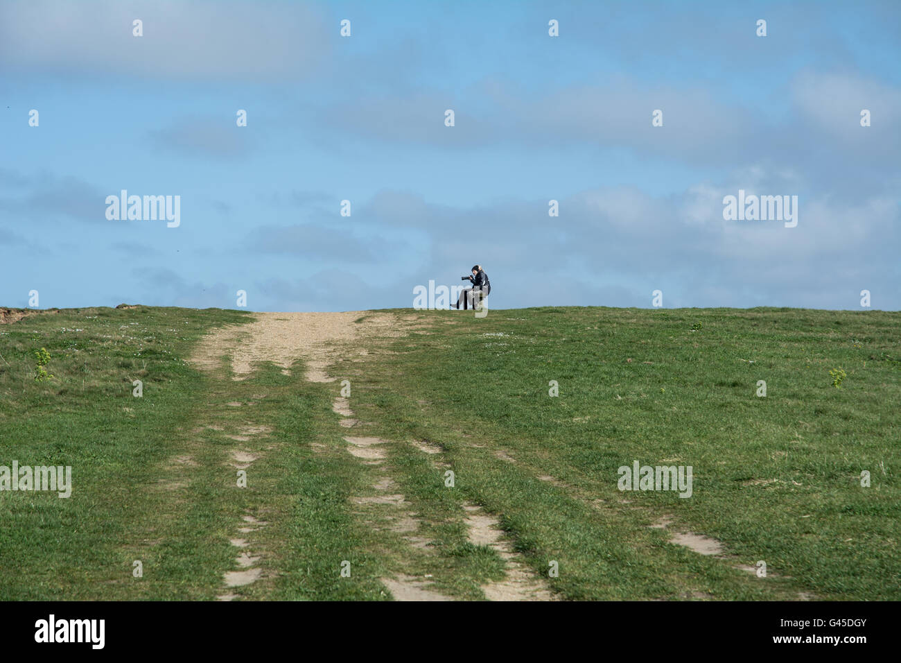 Person in a field - Norfolk Stock Photo - Alamy