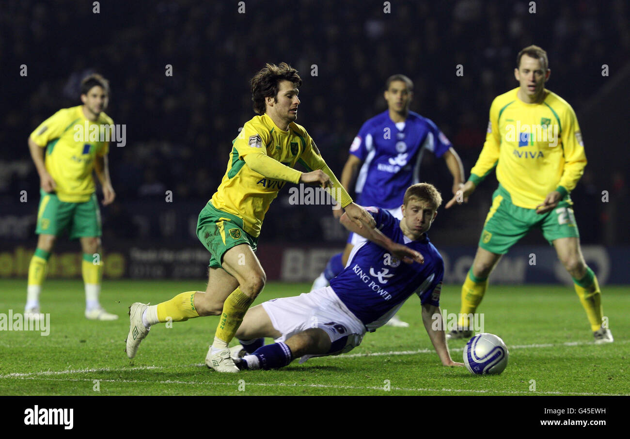 Norwich City's Wes Hoolahan (left) is fouled in the penalty area by ...