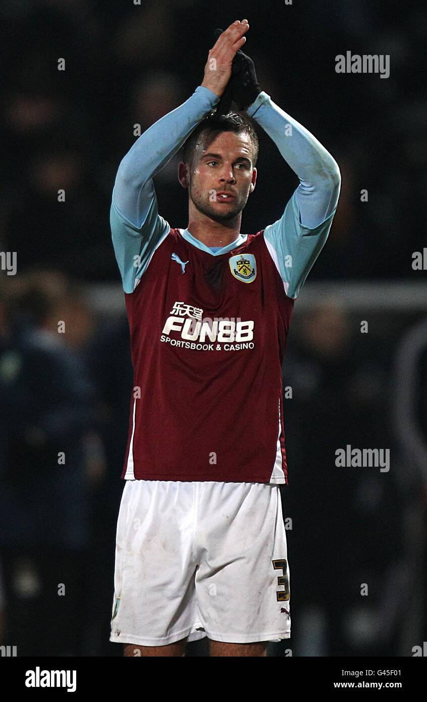 Burnley's Daniel Fox celebrates victory after the final whistle Stock ...