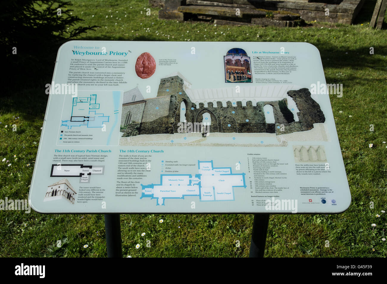 A map of the ruins of Weybourne church and Priory Stock Photo - Alamy