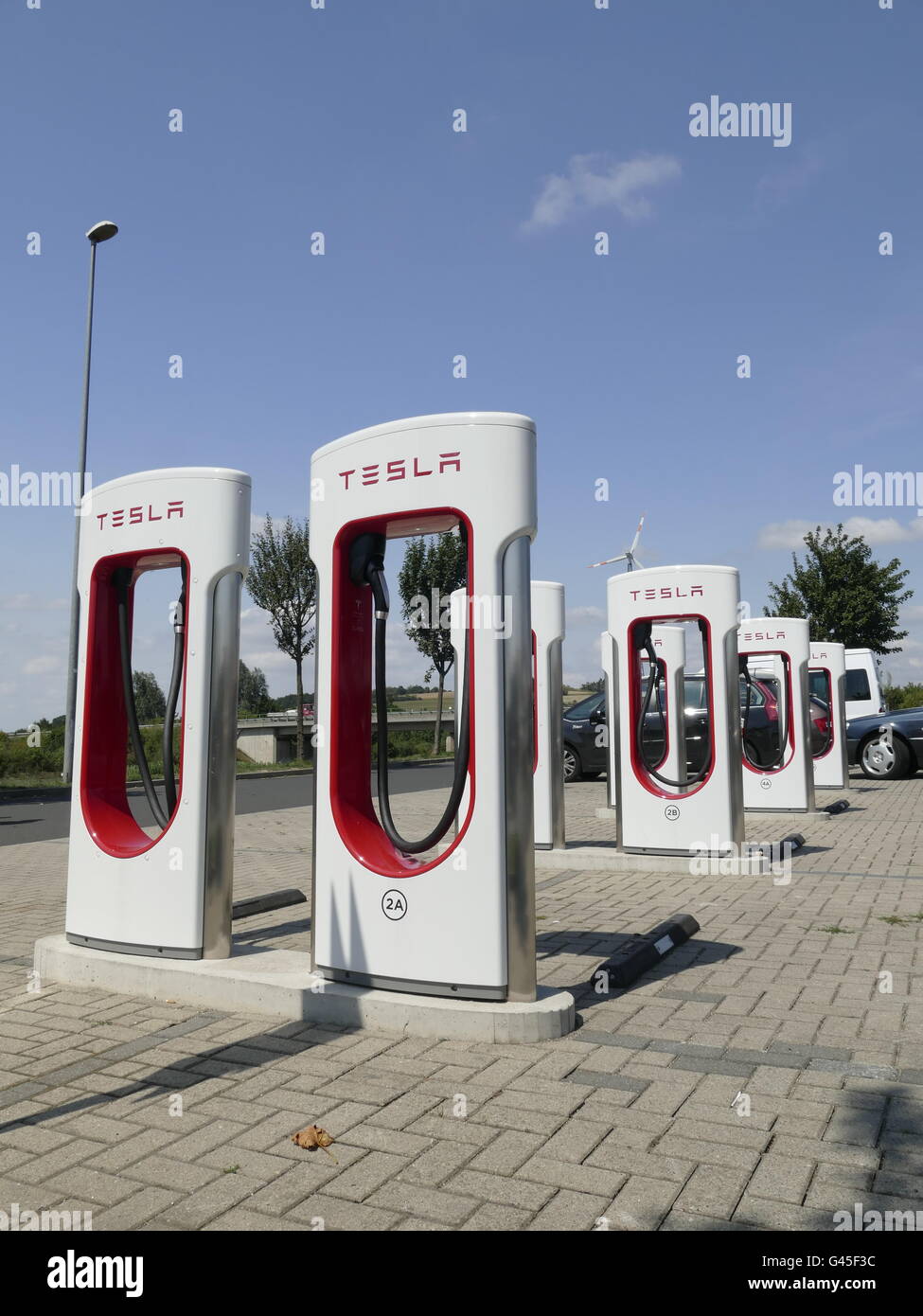Europe Germany Tesla electric auto Recharging station Stock Photo - Alamy