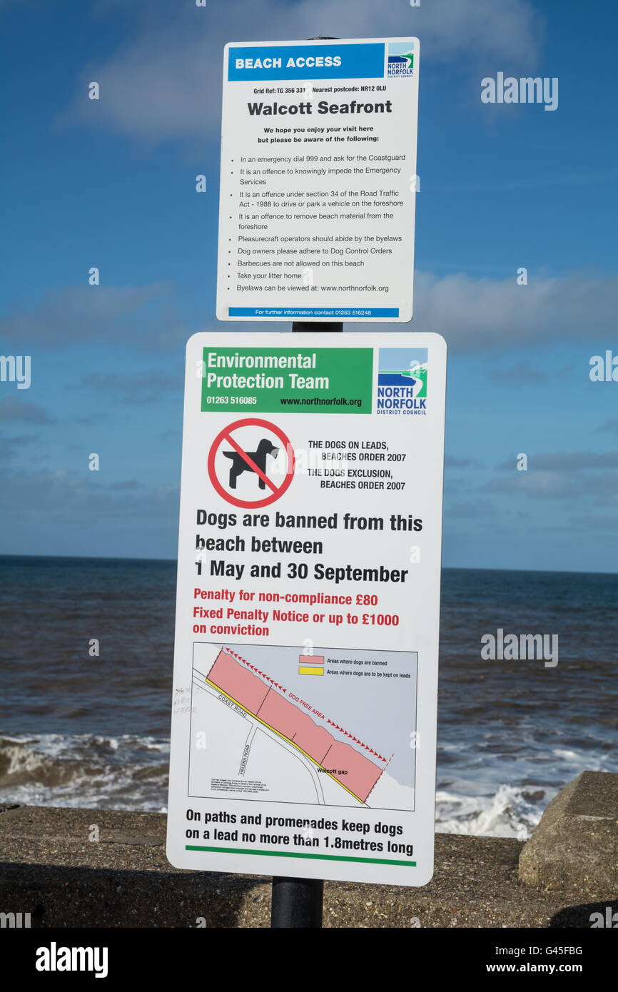 Walcott Seafront Beach Sign - Stony Beach - Norfolk - Walcott Stock ...