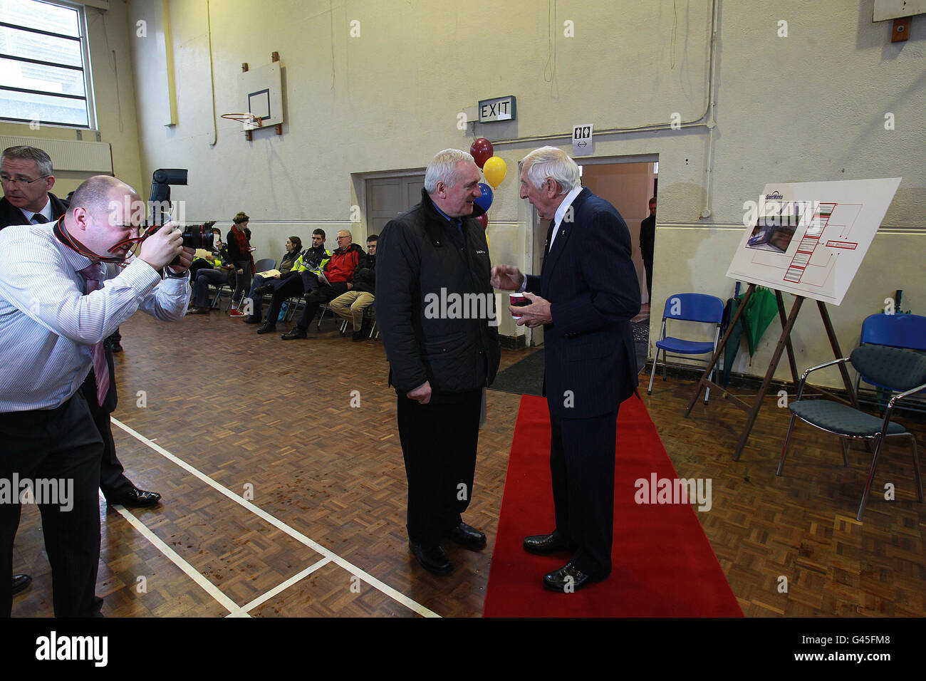 Irish Olympian Athlete Ronnie Delaney (right) speaks with former ...