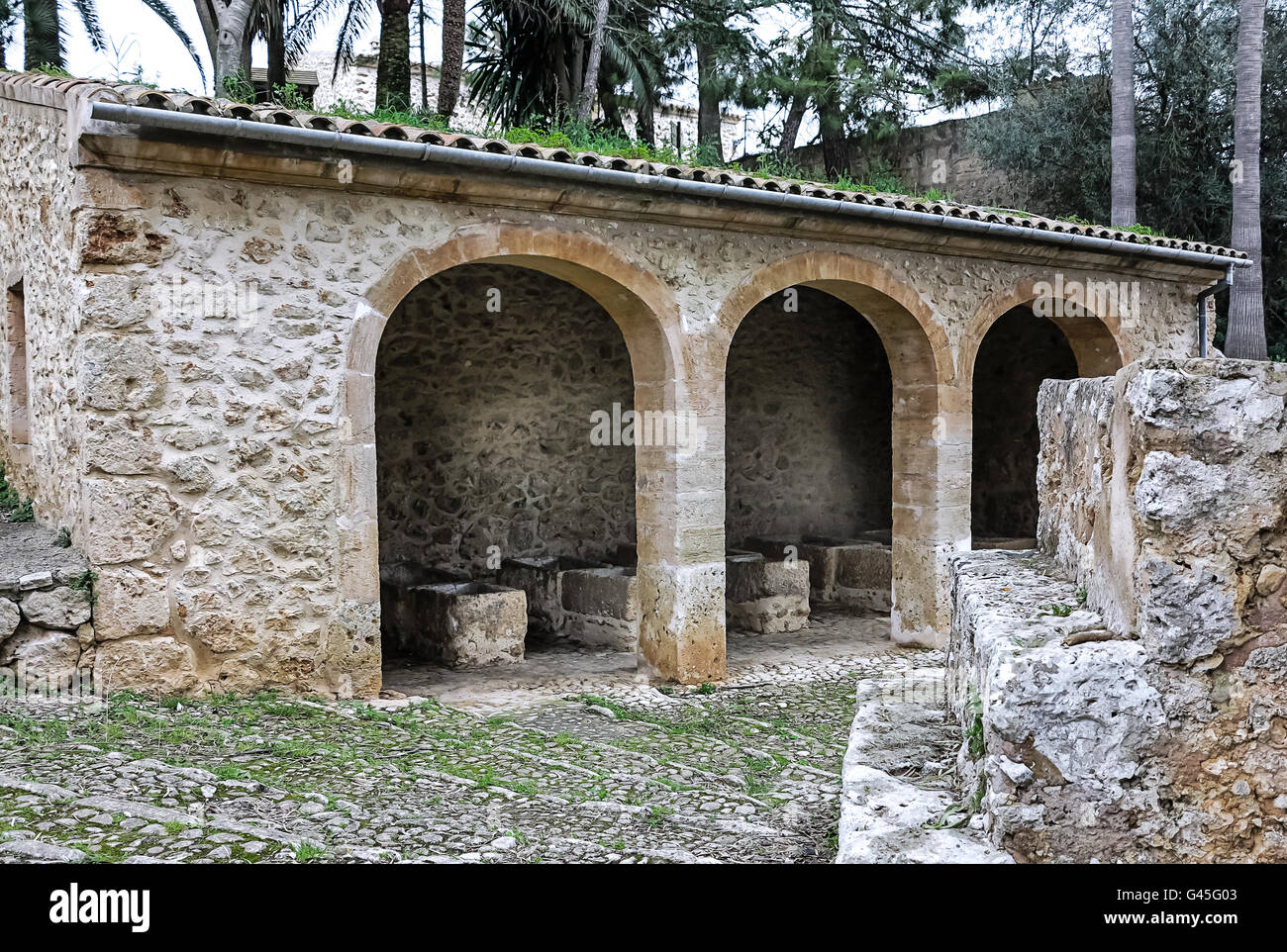 Ancient washing place in village Pina, Mallorca, Spain Stock Photo - Alamy