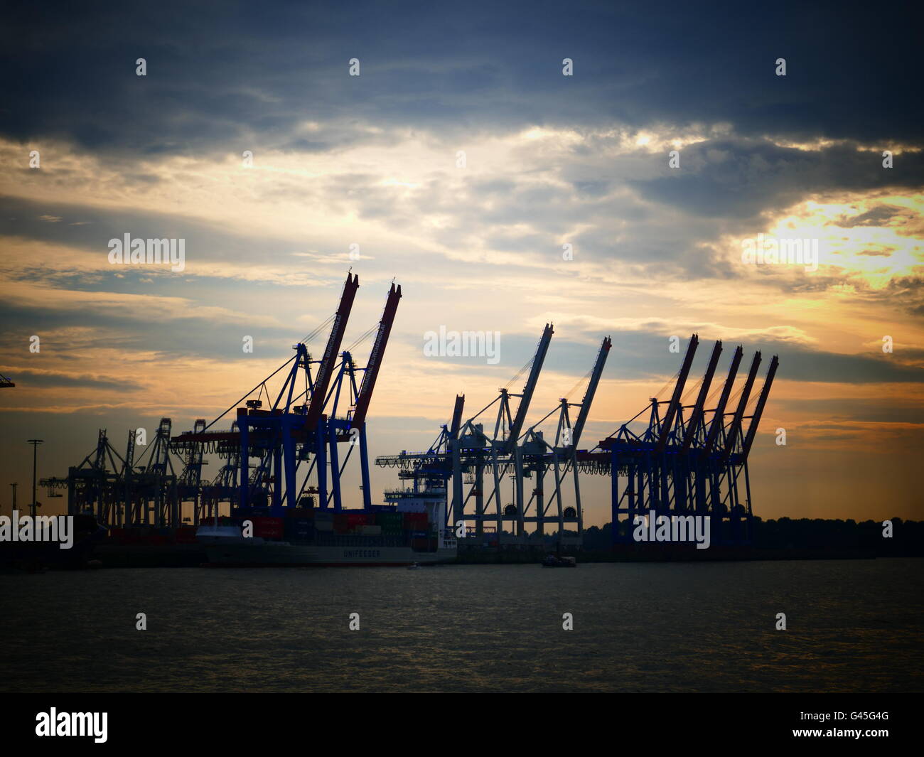 Europe Germany Hamburg Port Of Hamburg harbour harbor dock Stock Photo ...