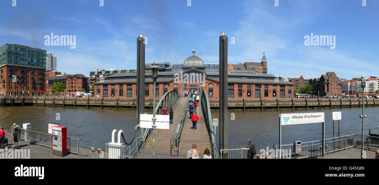 Europe Germany Hamburg Altona Fischmarkt Fish market ferry pier Stock ...