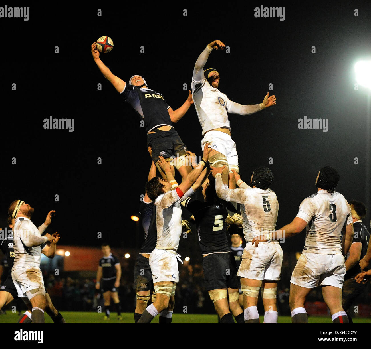 Scotland's James Tyas wins the ball in the line out during the Under 20 ...