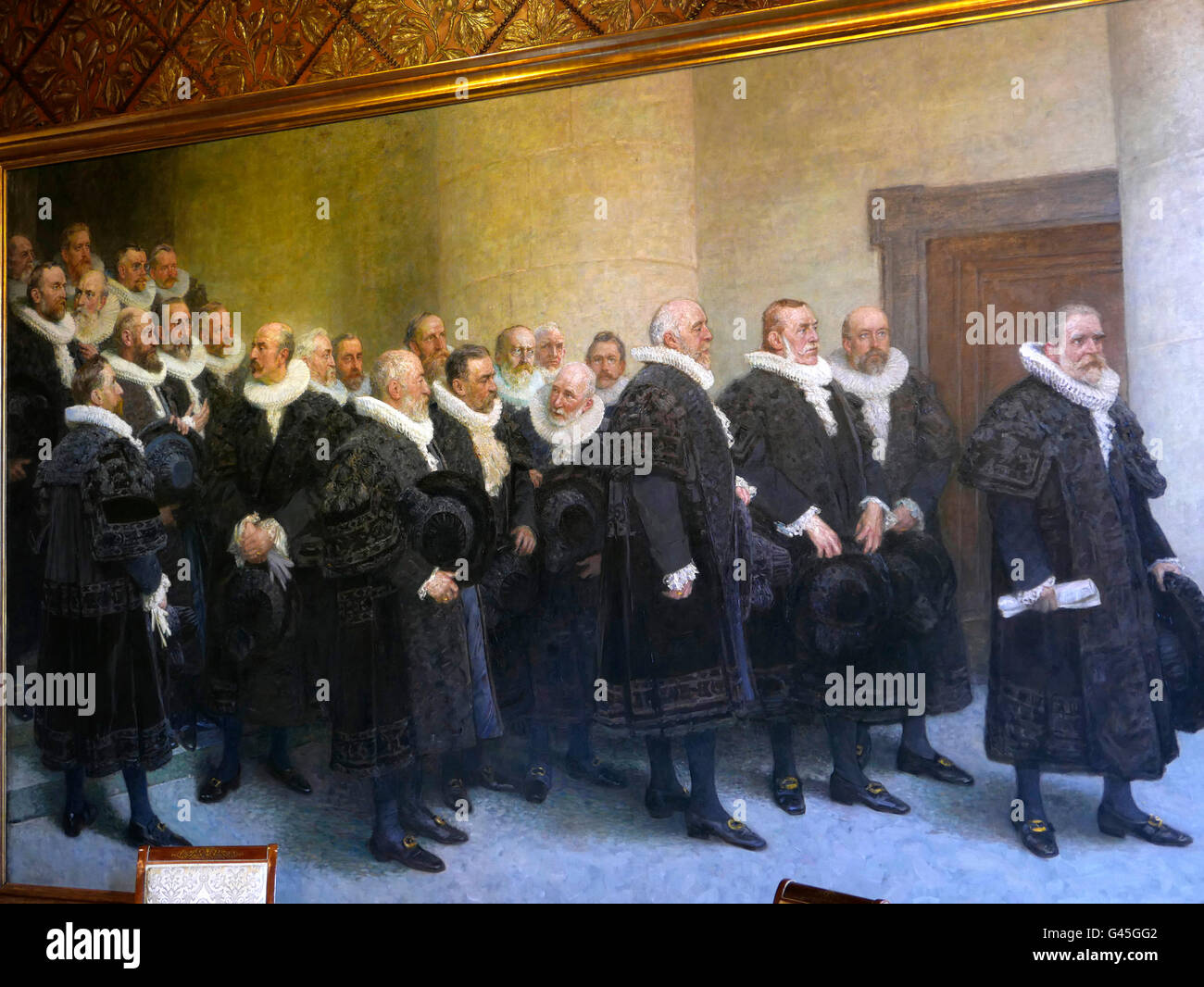 Europe Germany Hamburg Town Hall old mayor portraits painting Stock ...