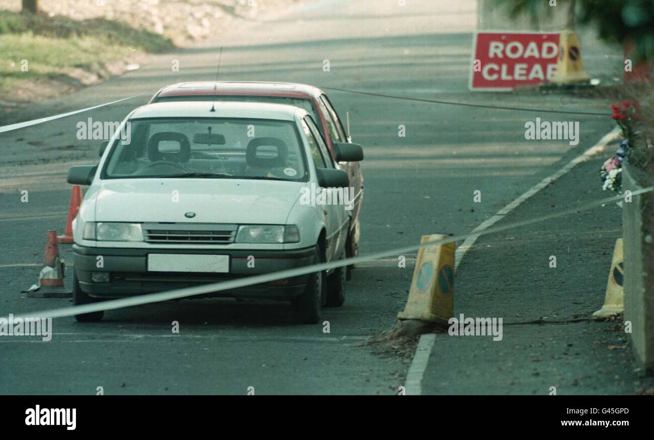 The white car in which Lorraine McElroy was travelling remains at the ...