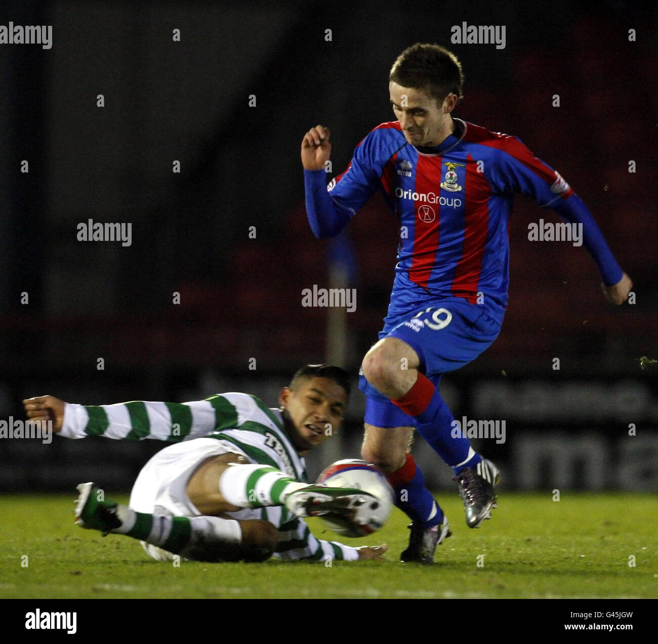 Celtic's Emilio Izaguirre challenges Inverness' Nick Ross during the ...
