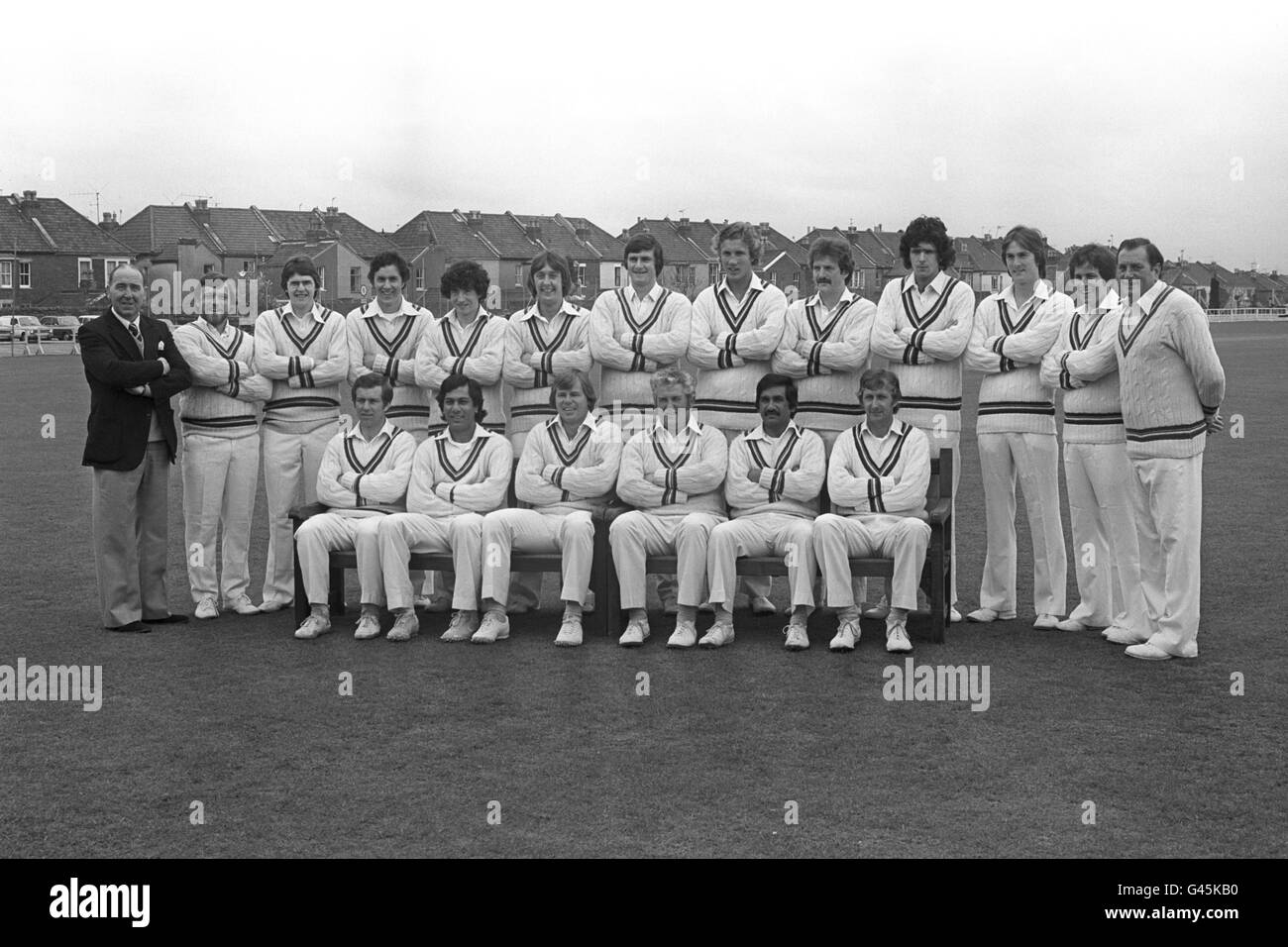 Staff and players with Gloucestershire County Cricket Club. Back row ...